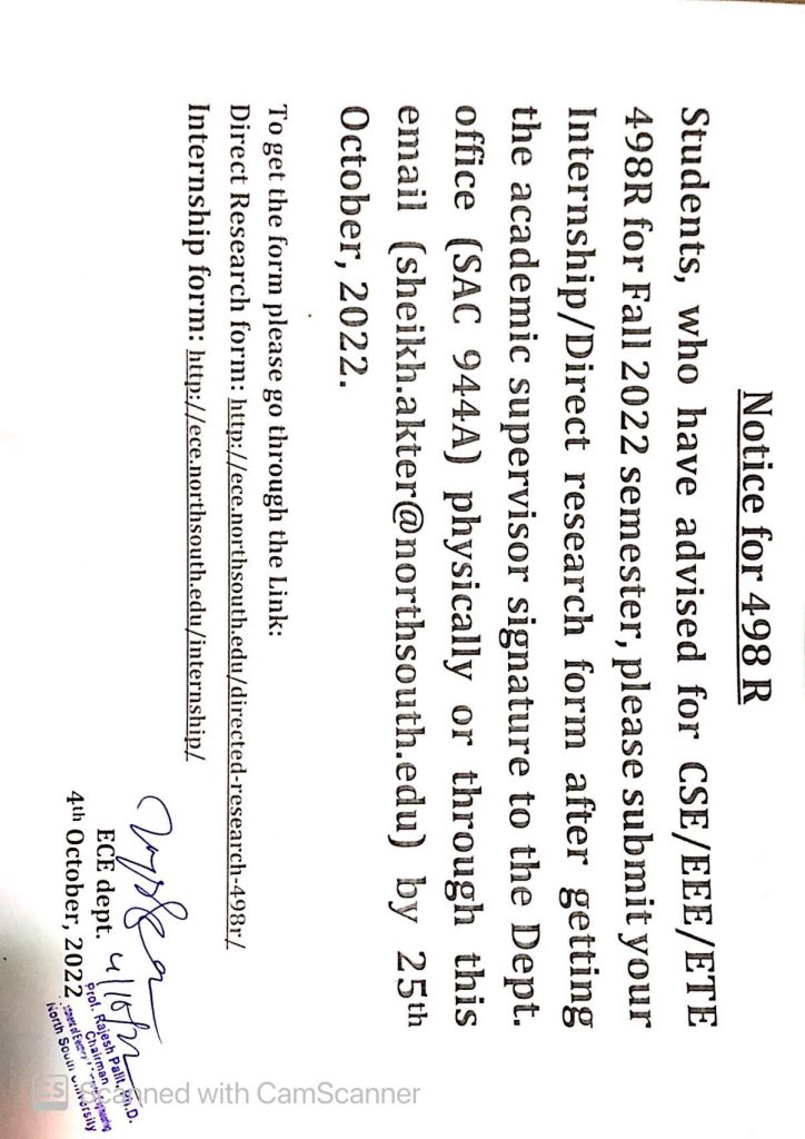 498R Notice- Fall 2022 - Department of Electrical and Computer Engineering 498R Notice- Fall 2022 - Department of Electrical and Computer Engineering